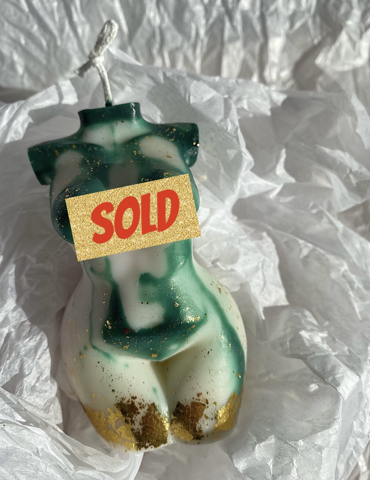 Handmade female torso candle